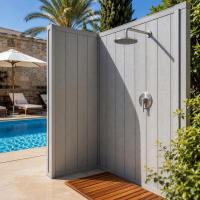 China WPC Outdoor Shower Enclosure Panel 155x20mm Waterproof Poolside Screen Board for sale