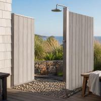 China WPC Outdoor Shower Enclosure Panel 155x20mm Waterproof Poolside Screen Board for sale