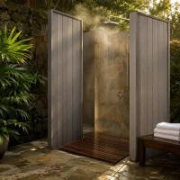China WPC Outdoor Shower Enclosure Panel 155x20mm Waterproof Poolside Screen Board for sale