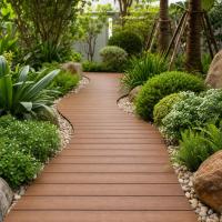 China Termite Resistant WPC Round Hole Decking Board 140x25mm Floor Panel Waterproof for sale