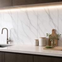 China Carrara White Marble SPC Wall Panels Grey Vein Waterproof Interior Cladding for sale