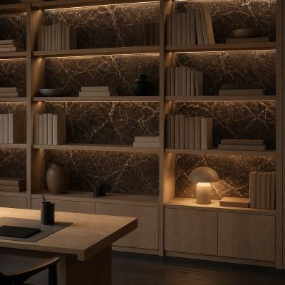 China Emperador Dark Brown Marble SPC Wall Panels Waterproof Interior Cladding for sale