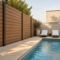 China Commercial Grade Exterior WPC Fence Board 180x24mm for Garden Privacy Fencing for sale