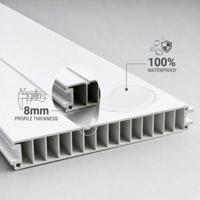 China Waterproof PVC Wall Panel 8mm Decorative Polyvinyl Chloride Ceiling Board Wood Grain Interior Cladding for sale