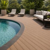 China Commercial Grade Outdoor WPC Decking 150x25mm for Swimming Pool Deck Flooring for sale