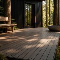 China Outdoor WPC Decking 140x25mm Round Hole Anti Slip Outdoor Deck Floor Panel for sale