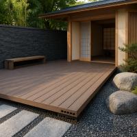 China Outdoor WPC Decking 140x25mm Round Hole Anti Slip Outdoor Deck Floor Panel for sale