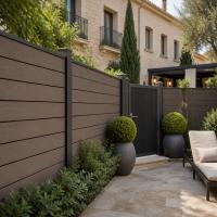 China Outdoor WPC Fence Board 180x24mm Decorative Weather Resistant Fence Panel for sale