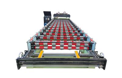China Color Steel Coil Metal Sheet Roof Glazed Tile Roll Forming Machine Width 1100mm for sale