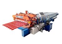 China PPGI Roof Glazed Tile Roll Forming Machine Blue / Orange Color With PLC Control System for sale
