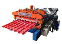 China PPGI Roof Glazed Tile Roll Forming Machine Blue / Orange Color With PLC Control System for sale