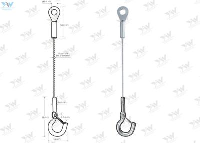 China High Bay Hanging System Stainless Steel Wire Rope Slings With Hook Zinc Color for sale