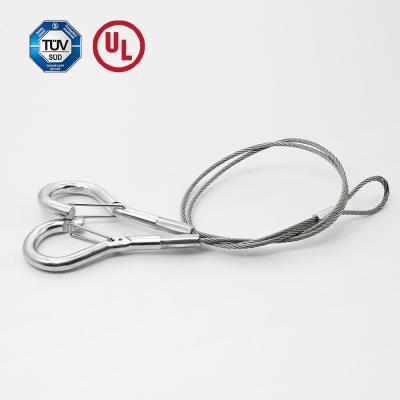 China Y Type Safety Cable With Spring Hook For Hanging System Accessory Of Suspension Light Safe Load 10KG Selling Unit Single Item for sale