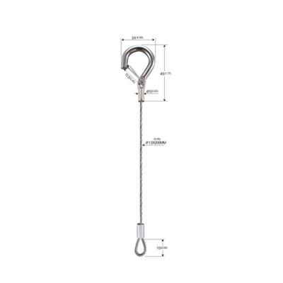 China 304 Stainless Steel Material Wire Rope Sling With Loop Die Cast Hook YW86541 for sale