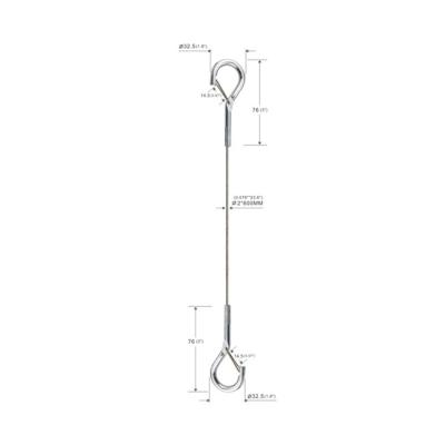 China Ceiling Steel Wire Rope Sling With Double 32.5*76mm Die Cast Hook Ends YW86371 for sale