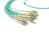 China 12core OM3 OM4 Aqua 3.0mm MTP MPO Fiber Cable For Date Center for sale
