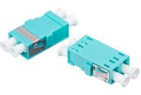 China LC UPC To LC UPC Multimode Plastic Aqua Fiber Coupler , 10G OM3 Adapter Fiber Optic for sale