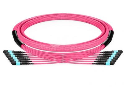 China Pink OM4 MTP MPO Fiber Cable Multimode 24-144 Fibers Senko for sale