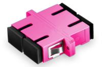 China 10G Duplex OM4 Plastic Fiber Optic Adapter Multimode With Flange for sale