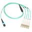 China OM3 Multimode Breakout MTP MPO Fiber Cable OFNR 10GB Aqua Jacket for sale