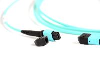 China MPO / MTP OM3 OM4 12 Core Multimode Fiber Optic Patch Cord For Data Center for sale