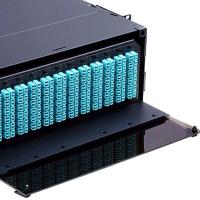 China OM3 50/125um Fiber Optic Patch Panel MPO/MTP Adapter High Density for sale