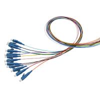 China 12 color LC apc upc patch cord g652d g657a2 0.9mm simplex fiber optic pigtail for FTTH for sale