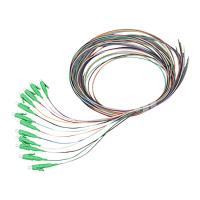 China 12 color LC apc upc patch cord g652d g657a2 0.9mm simplex fiber optic pigtail for FTTH for sale