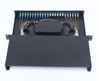 China 24 Port LC Sliding Patch Panel , 1U Fiber Optic Terminal Box for sale