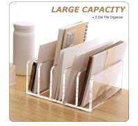 China 3 Section Desk Mail Organizer 5 Section Clear Lightweight Acrylic File Holder for sale