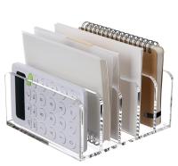 China 3 Section Desk Mail Organizer 5 Section Clear Lightweight Acrylic File Holder for sale