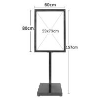 China Customizable Metal Floor Sign Stands Double Face Poster Display Stand 50 X 70cm Matt Black for sale