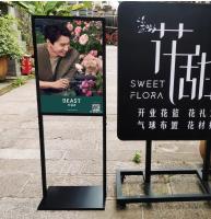 China Two Poles Poster Stand Display White 60x80cm Floor Standing Sign Holder Billboard for sale