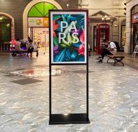China Two Poles Poster Stand Display White 60x80cm Floor Standing Sign Holder Billboard for sale