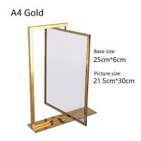 China SS Metal Retail Display Rotating A4 Poster Sign Holder Information Display Stand  25CM for sale