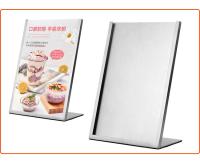 China Acrylic Cover Metal Retail Display 0.6KG L Shape Sign Holder Poster Board Stand 21.5CM for sale