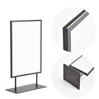 China Black Countertop Frame Displays A4 Graphics Metal Poster Holder On Table for sale