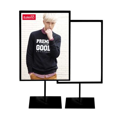 China Black Countertop Frame Displays A4 Graphics Metal Poster Holder On Table for sale