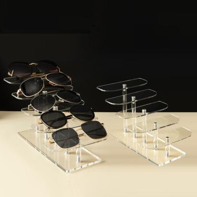 China Custom Glasses Acrylic Display Stands Multi Layer Eyewear Display Rack 14cm 16cm for sale