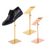 China Countertop Metal Riser Stand Adjustable Retail Shoe Rack Stainless Steel for sale