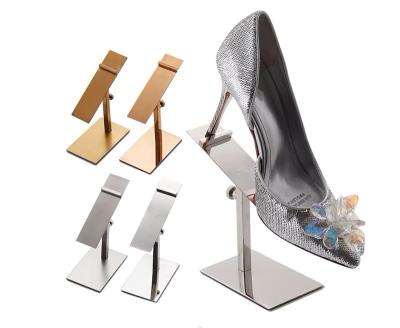 China Countertop Metal Riser Stand Adjustable Retail Shoe Rack Stainless Steel for sale