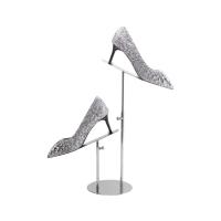China Two Heads Shoes Display Stands Mirror Silver Shoe Display Shelf For Men Women for sale
