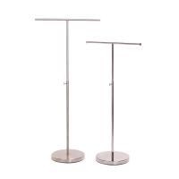 China T Shape Metal Retail Display Round Base Adjustable Height SS Display Rack For Clothing for sale
