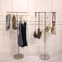 China T Shape Metal Retail Display Round Base Adjustable Height SS Display Rack For Clothing for sale