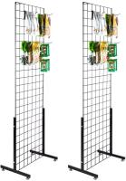 China Customized Black Metal Wire Display Racks Hanging Hook Metal Grid Display Rack for sale