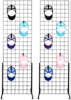 China Customized Black Metal Wire Display Racks Hanging Hook Metal Grid Display Rack for sale