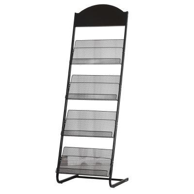 China Powder Coated Metal Wire Display Racks Steel Brochure Display Stand Literature Rack 126cm for sale