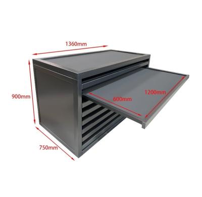 China 1360mm Tile Display Stand Metal Drawer Cabinet Metal Floor Display With Laminate for sale