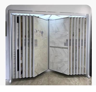 China Page Turning Stone Sample Display Rack Free Standing Metal Wing Ceramic Tile Display Rack for sale