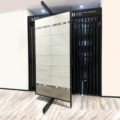 China Pulling Out Rotating Tile Sample Display Rack Wooden Floor Floor Tile Display Rack for sale